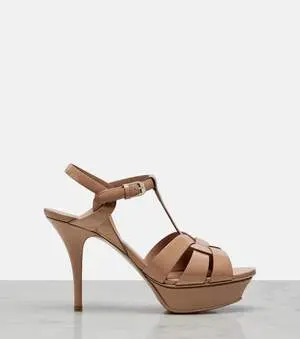 Saint Laurent Tribute Patent Leather Platform Sandals - Pink