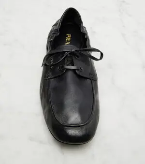 Prada Leather Boat Shoes - Black