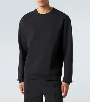 Valentino Garavani Cotton-blend Jersey Sweatshirt With Chest Pocket