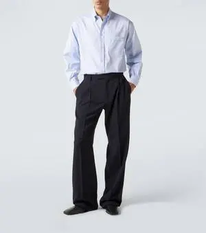 Valentino Garavani Virgin Wool Straight Leg Pants - Blue