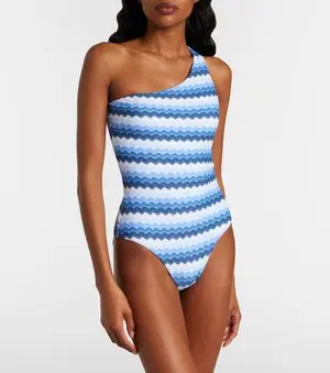 Melissa Odabash Chevron One-shoulder Swimsuit
