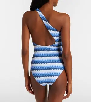 Melissa Odabash Chevron One-shoulder Swimsuit