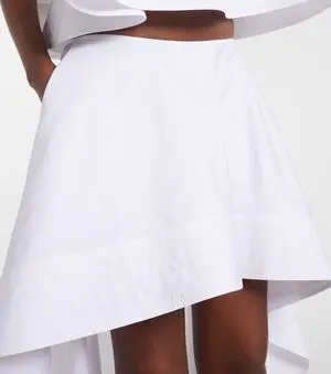 Stella McCartney Asymmetric Ruffled Cotton Poplin Miniskirt - White