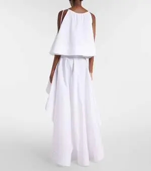 Stella McCartney Asymmetric Ruffled Cotton Poplin Miniskirt - White