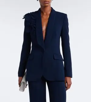 Elie Saab Floral Cady Blazer - Blue