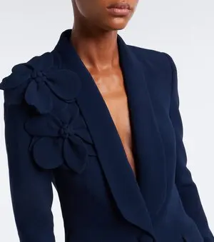 Elie Saab Floral Cady Blazer - Blue
