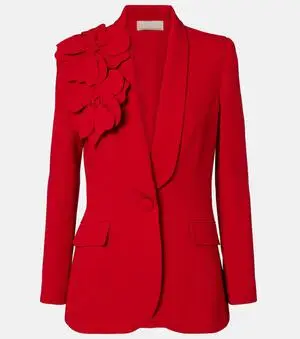 Elie Saab Cady Blazer With Floral Appliqu - Red