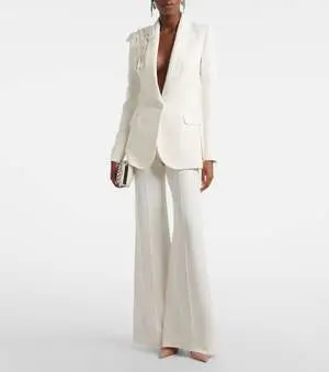 Elie Saab High-rise Wide-leg Cady Pants - White