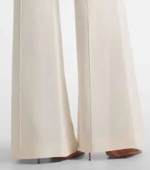 Elie Saab High-rise Wide-leg Cady Pants - White
