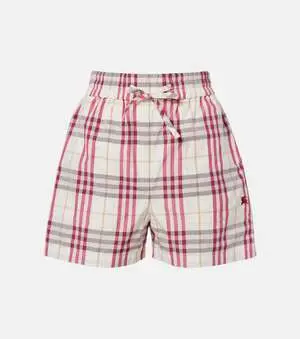Burberry Checked Cotton Shorts - White