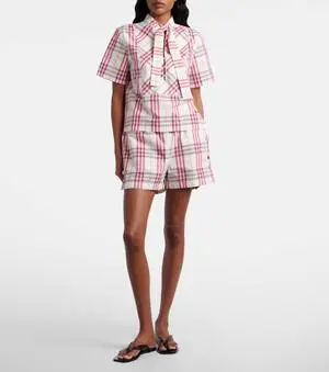 Burberry Checked Cotton Shorts - White