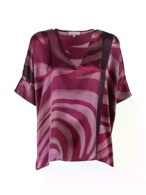 Antonelli Firenze Abstract Print Silk T-shirt - Pink