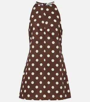 Asceno Antigua Polka Dot Linen And Cotton Minidress - Brown