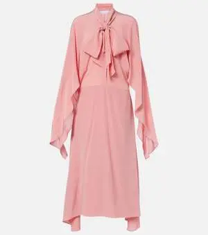 Stella McCartney Silk Midi Dress With Self-tie Collar