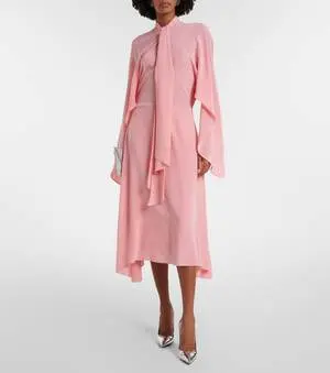 Stella McCartney Silk Midi Dress With Self-tie Collar