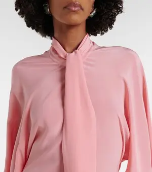 Stella McCartney Silk Midi Dress With Self-tie Collar