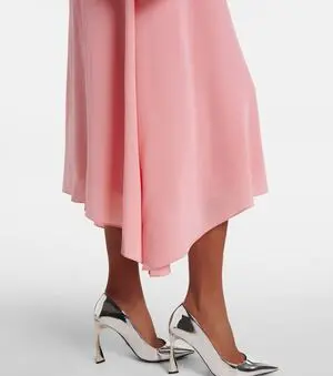 Stella McCartney Silk Midi Dress With Self-tie Collar