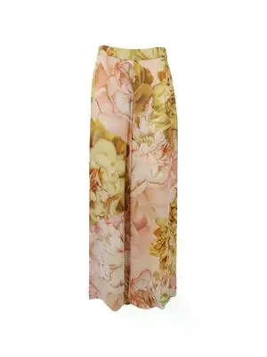 CLIPS Floral Print Wide Leg Trousers - Green
