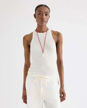 TWP Ribbed Viscose Silk Tank - Ivory