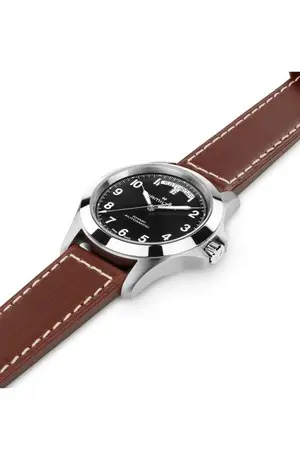 Hamilton Khaki Field Automatic Watch With Leather Strap - Black