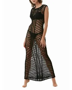 MOEVA Moeva Luna Crochet Maxi Cover-Up Dress Black