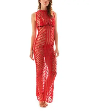 MOEVA Luna Crochet Maxi Cover-up Dress - Red