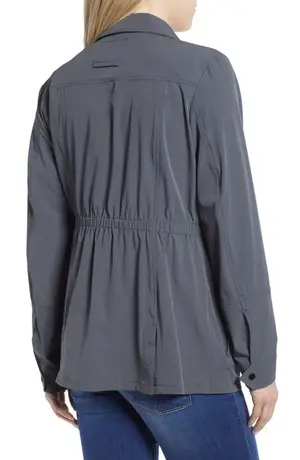 Sam Edelman Shirt Jacket With Drawstring Waist And Zip Chest Pocket