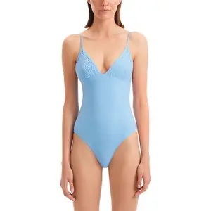 MOEVA Anahita One Piece Swimsuit With Textured Underwire Top - Blue
