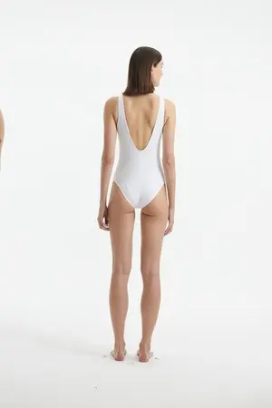 MOEVA One Piece Swimsuit With V-neck And Shell Gold Button Details