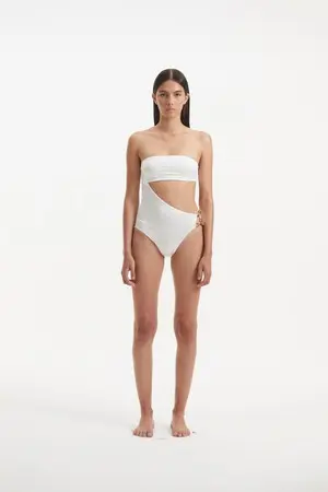 MOEVA Marilla High Waist Strapless One-piece Swimsuit With Gold Sculpted Accessory