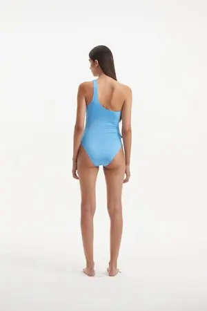 MOEVA Kaimana One-shoulder Satin One-piece Swimsuit - Blue