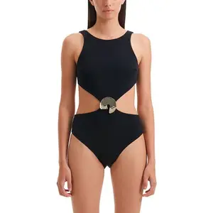 MOEVA Honora One Piece Swimsuit With Gold Accessory - Black