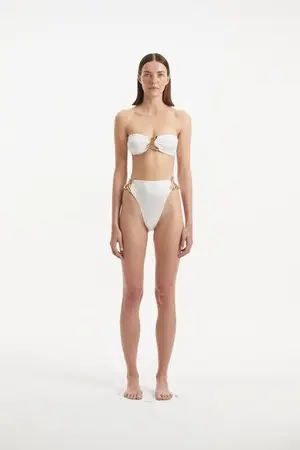 MOEVA Clyde High-waist Bikini Bottom With Gold Embellishment - White