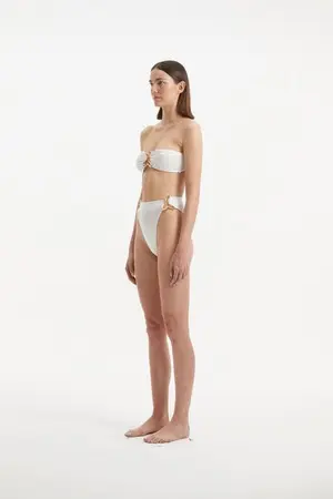 MOEVA Clyde High-waist Bikini Bottom With Gold Embellishment - White