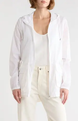 Sam Edelman Hooded Anorak With Drawstring Details - White
