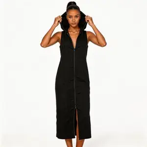 LAS LOUNGEWEAR Leeward Linen Maxi Dress With Hood