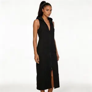 LAS LOUNGEWEAR Leeward Linen Maxi Dress With Hood
