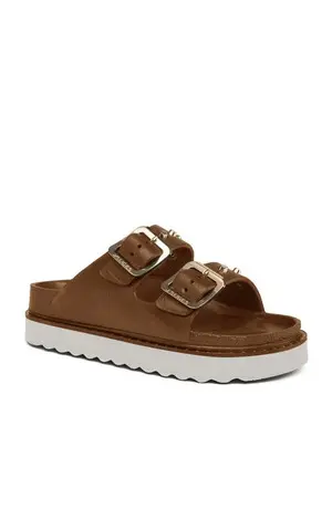 JSLIDES FOOTWEAAR Jslides Footwear Makri Rose Gold Buckle Slide Sandal - Bronze