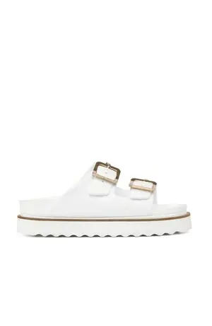 JSLIDES FOOTWEAAR Jslides Footwear Makri Rose Gold Buckle Slide Sandal - White