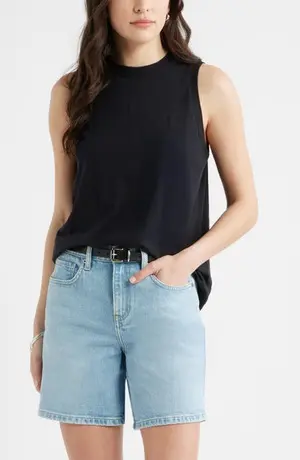 Caslon Sleeveless Cotton-blend Knit Top - Black