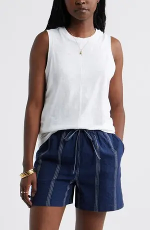 Caslon Sleeveless Cotton-blend Knit Top - White