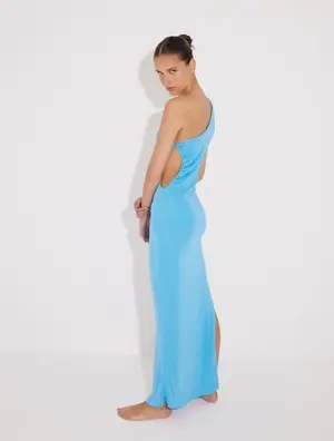 MOEVA One Shoulder Ankle Length Dress With Gold Hoop Detail