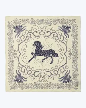 KNOTTERY & CO Equestrian Dreams Silk Bandana - Beige