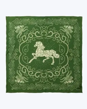 KNOTTERY & CO Equestrian Dreams Silk Bandana - Green