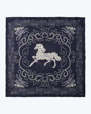 KNOTTERY & CO Equestrian Dreams Silk Bandana - Navy