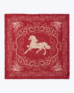 KNOTTERY & CO Equestrian Dreams Silk Bandana - Red