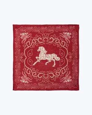 KNOTTERY & CO Equestrian Dreams Silk Pocket Square - Red