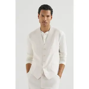 Brunello Cucinelli Linen Herringbone Waistcoat - Shell