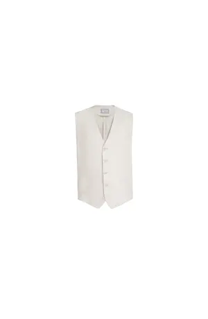 Brunello Cucinelli Linen Micro Chevron Waistcoat - Shell