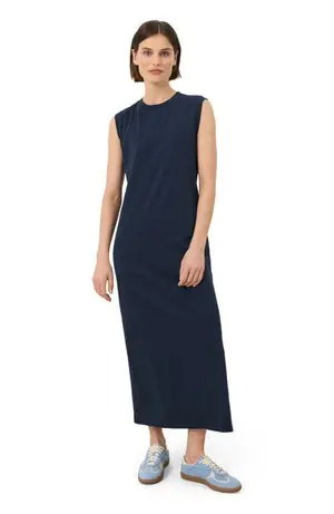 PACT Organic Cotton Soft-slub Essential Muscle Tee Maxi Dress - Navy